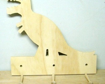Home & Living Solid Wood Rack with Hooks Ferocious T-rex dinosaur ...