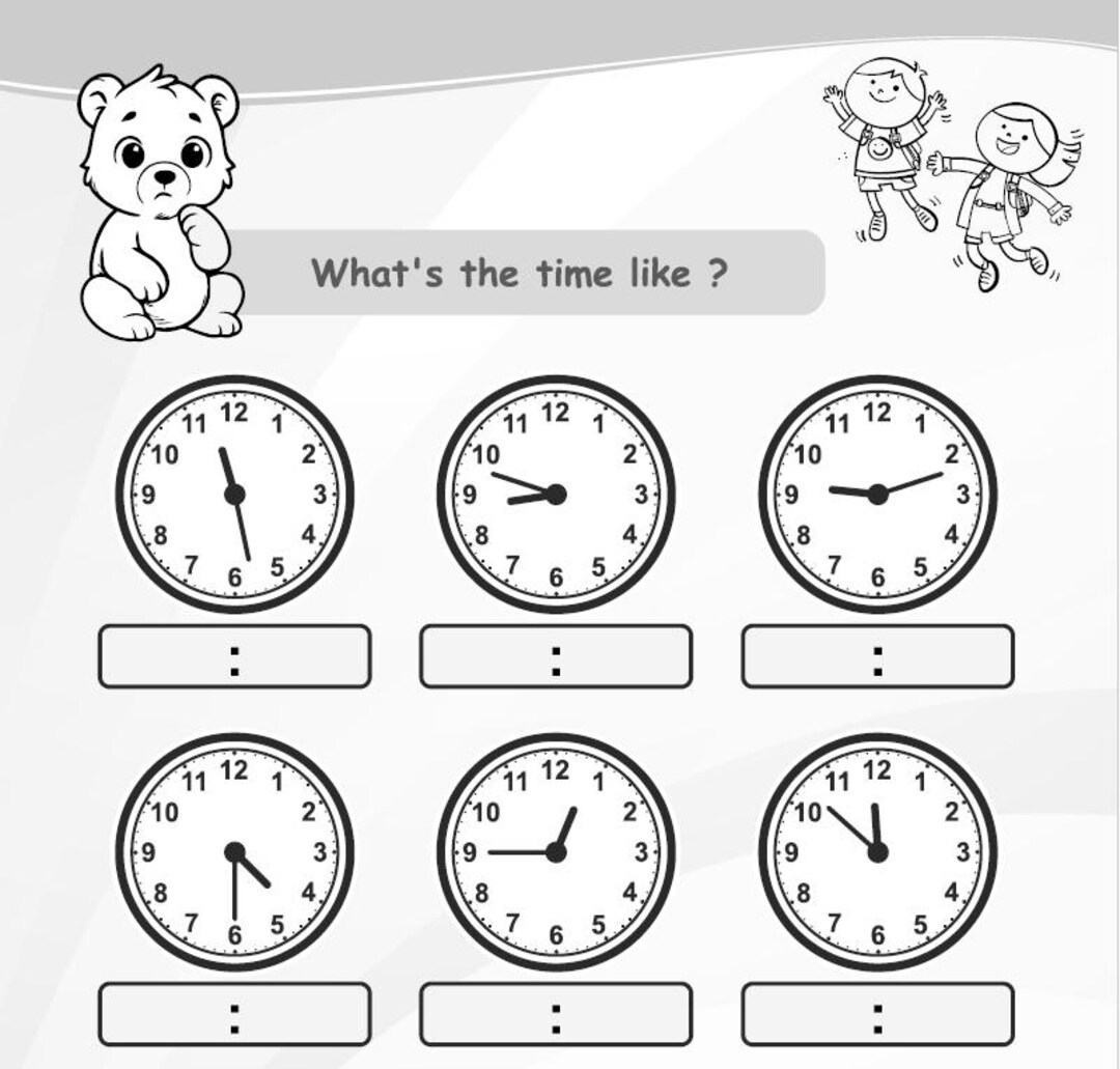Make the Clock Worksheets for Kids Match the Time Printable Learning 18 ...