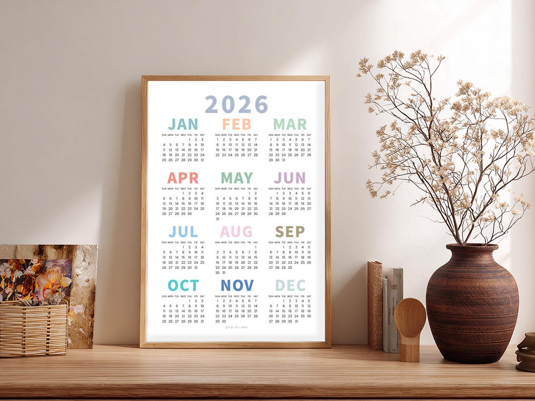 2026 Year at a Glance Printable One Page Yearly Calendar Annual Planner ...