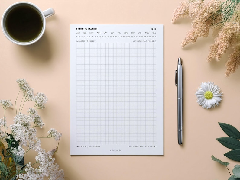 2026 Priority Matrix Planner Printable PDF Template Eisenhower Decision ...