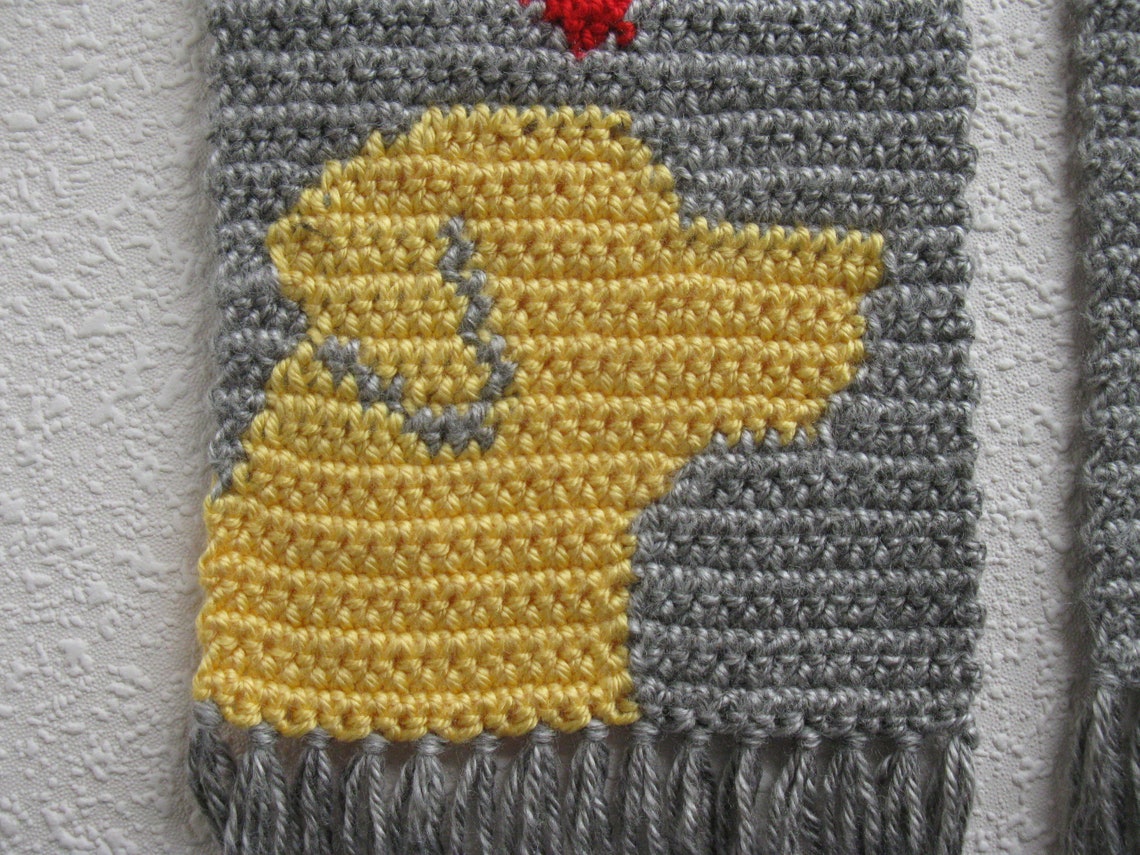 Yellow Labrador Retriever Scarf. Gray Knit Scarf With Red - Etsy