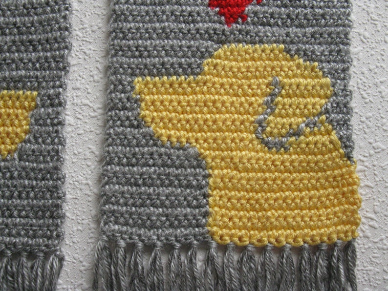 Yellow Labrador Retriever Scarf. Gray Knit Scarf With Red - Etsy
