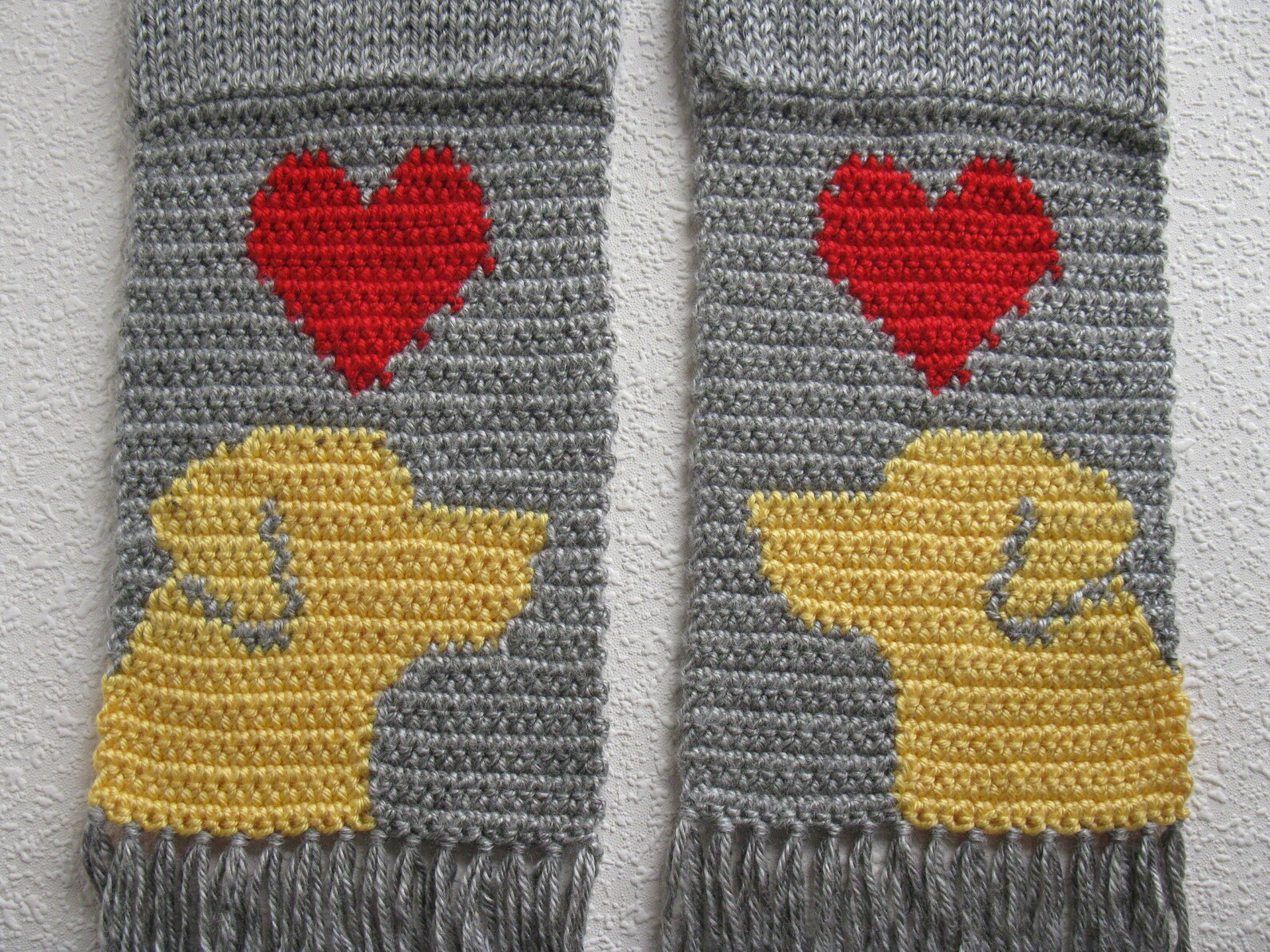 Yellow Labrador Retriever Scarf. Gray Knit Scarf With Red - Etsy