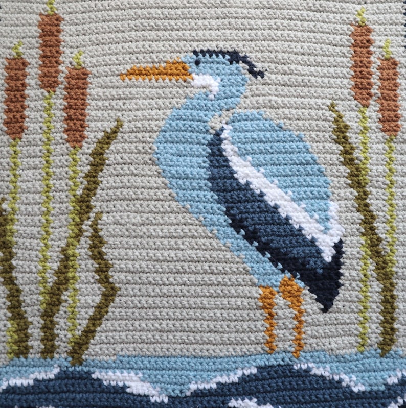 Blue Heron Crochet Pattern: Intarsia Tapestry Wall Hanging (PDF ...