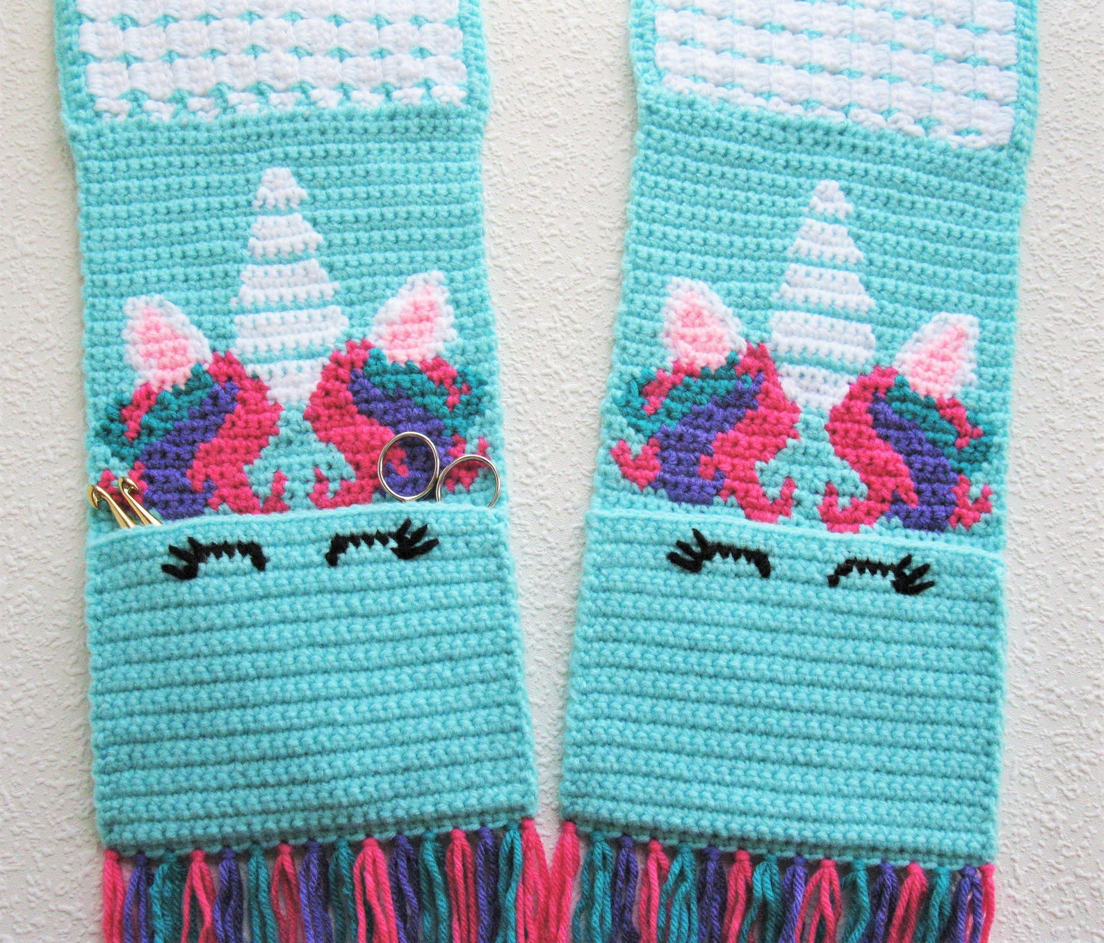 Unicorn Scarf With Pockets Crochet Pattern. Instant Download - Etsy