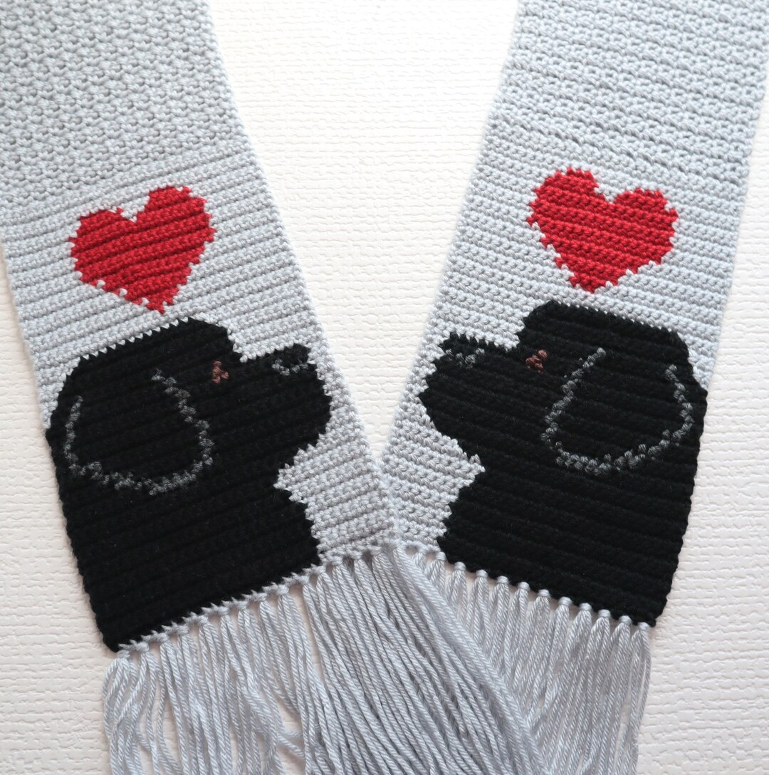 Crochet Pattern for a Newfoundland Dog Scarf. Instant Download Intarsia ...