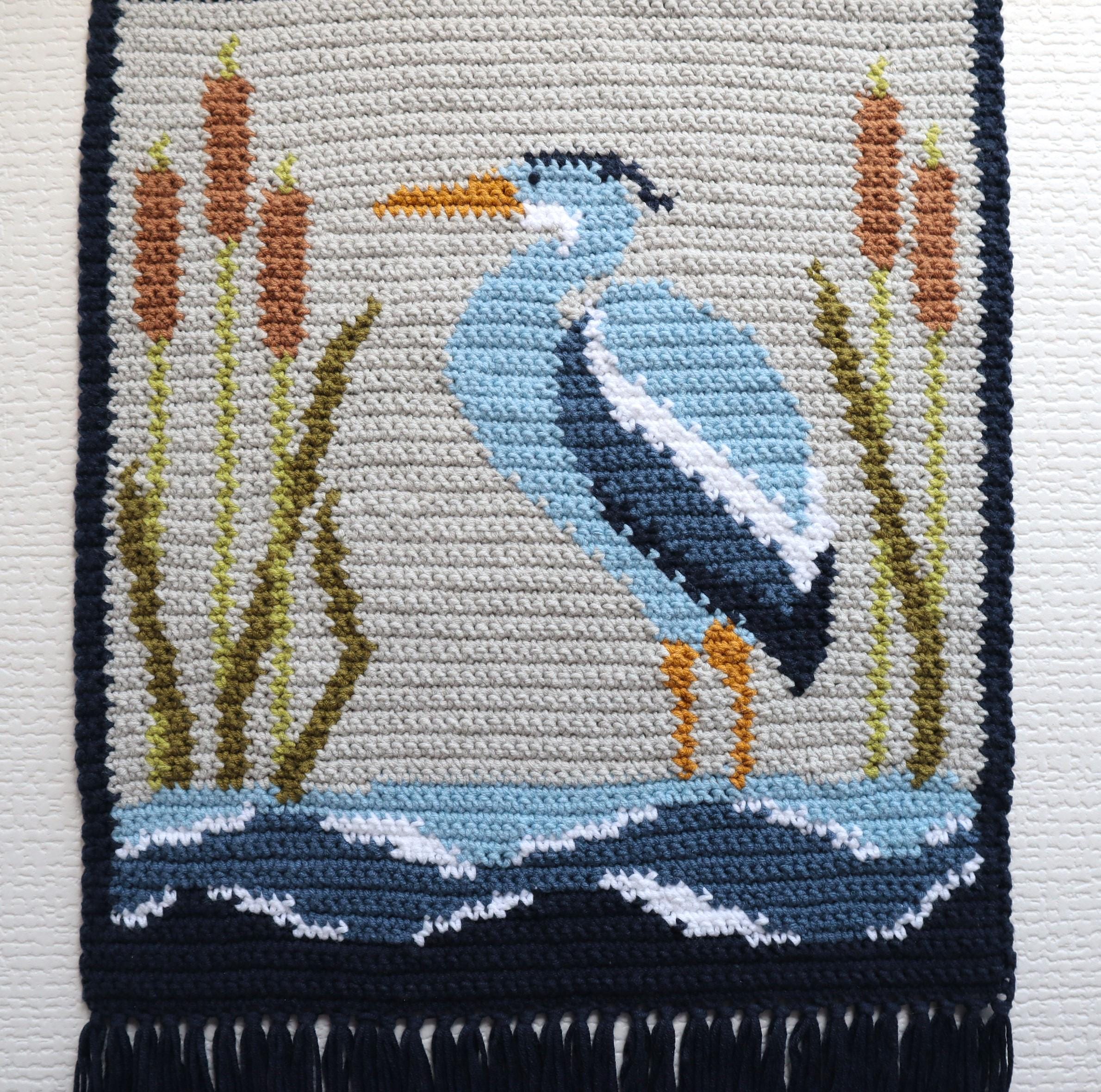 Blue Heron Crochet Pattern: Intarsia Tapestry Wall Hanging (PDF ...