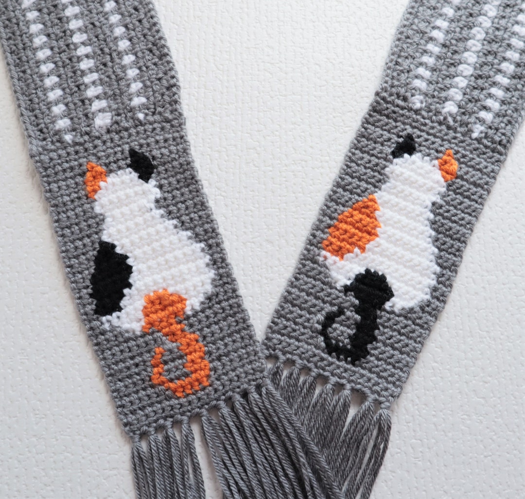 Calico Cat Scarf Crochet Pattern. Pdf File to Make a Striped Scarf With ...