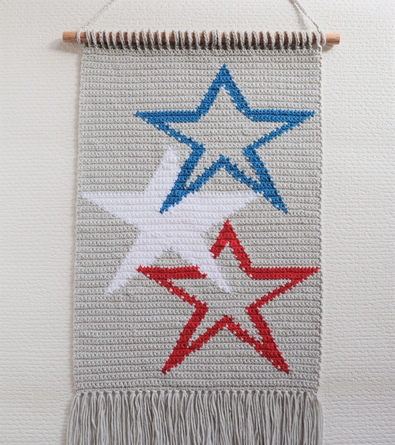 Stars Crochet Wall Hanging Pattern: Red, White, Blue Decor (PDF ...