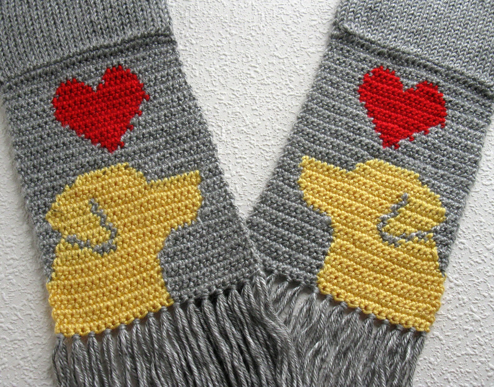 Yellow Labrador Retriever Scarf. Gray Knit Scarf With Red - Etsy