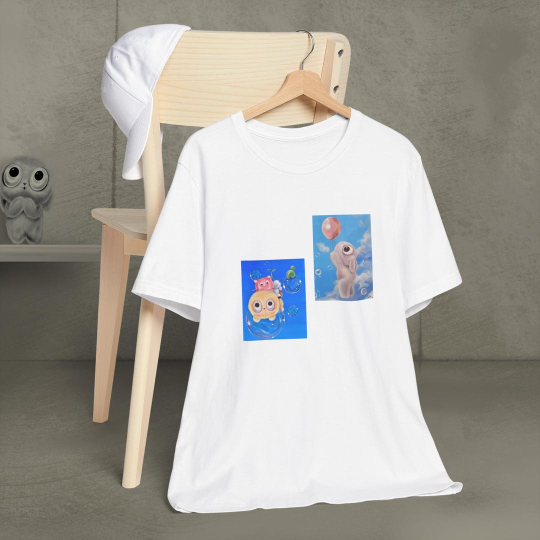 Hopbie Bunny Art T-shirt - Cute Rabbit Lllustration, Kawaii Bubble ...