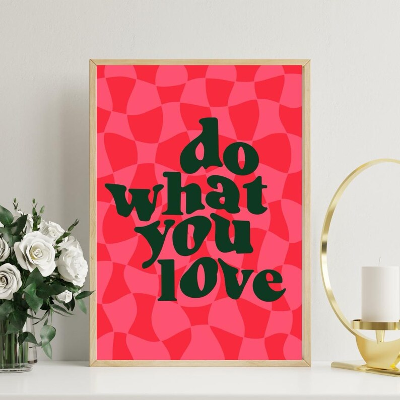 Retro Motivational Print | Pink Red Typography Wall Art (digital ...