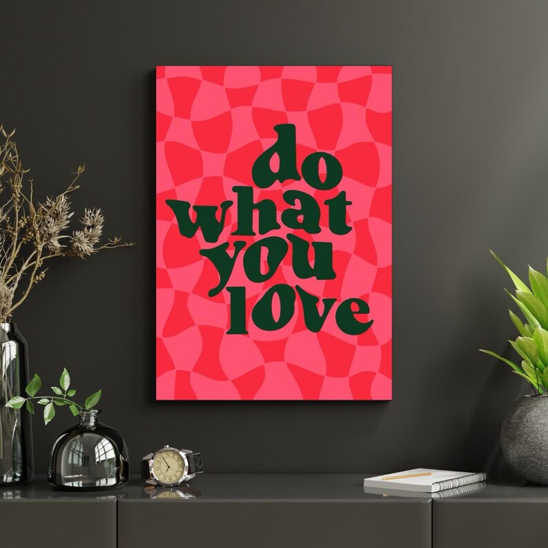 Retro Motivational Print | Pink Red Typography Wall Art (digital ...