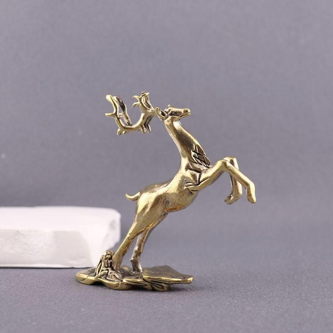 Solid Brass Deer Figurine Statue Home Ornaments Animal Figurines Gift ...