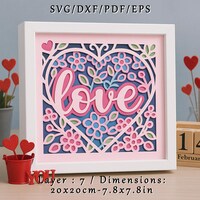 3D Heart Tree SVG Shadowbox, Tree of Life Inside Heart Layered Square ...