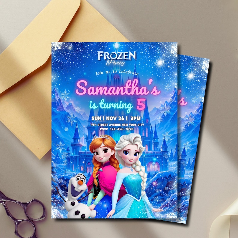 Frozen Birthday Invitation, Editable Frozen Birthday Party Invite, Elsa ...
