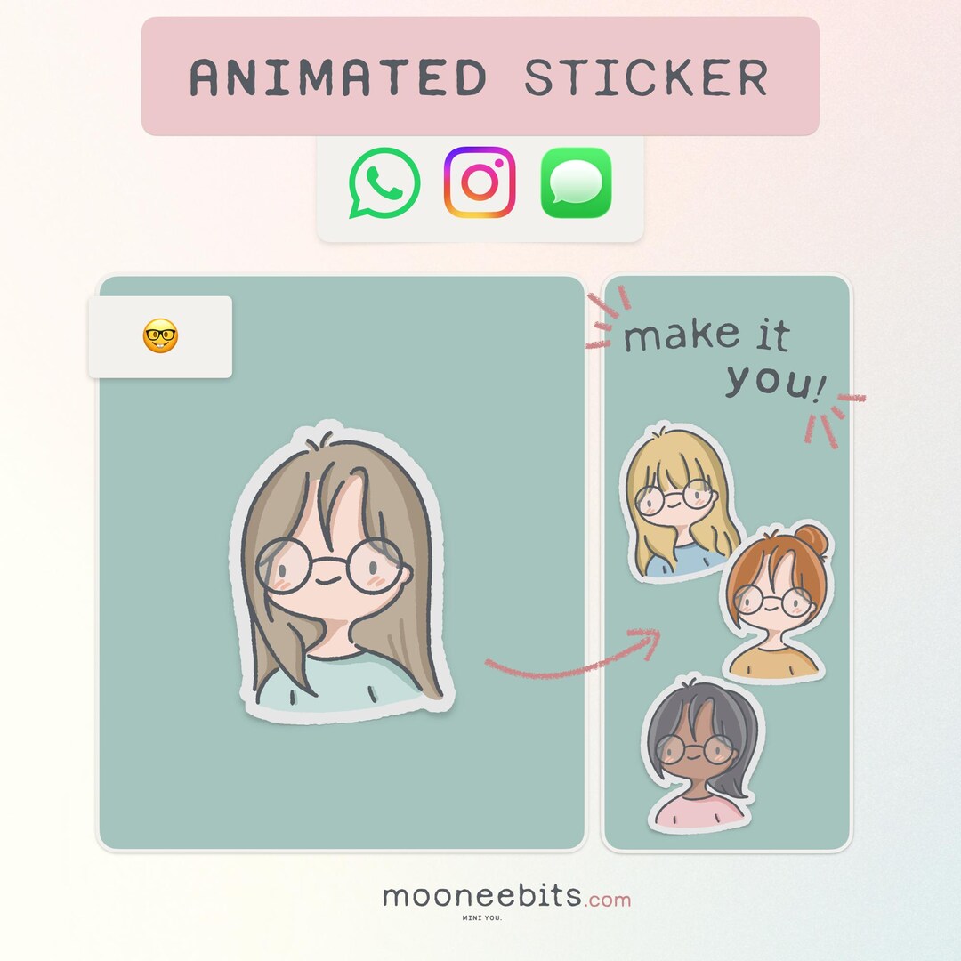 Personalized Animated Nerd Emoji Sticker | 0109 | Whatsapp, Imessage ...
