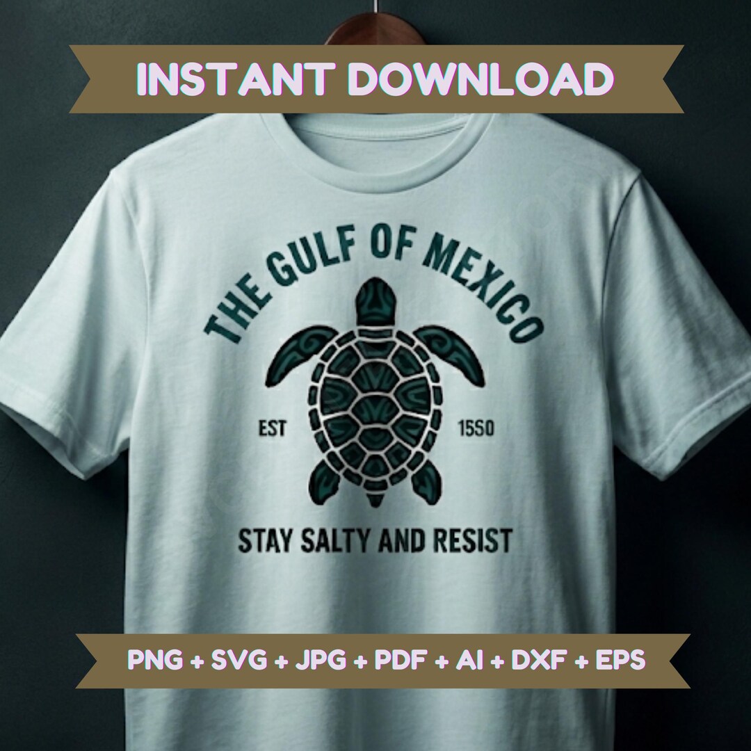 Gulf of Mexico SVG PNG Shirt Design – Turtle Graphic, Gulf of America ...