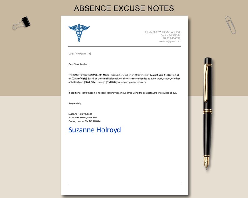 Editable Doctor's Excuse Note Template (digital Download) - Etsy