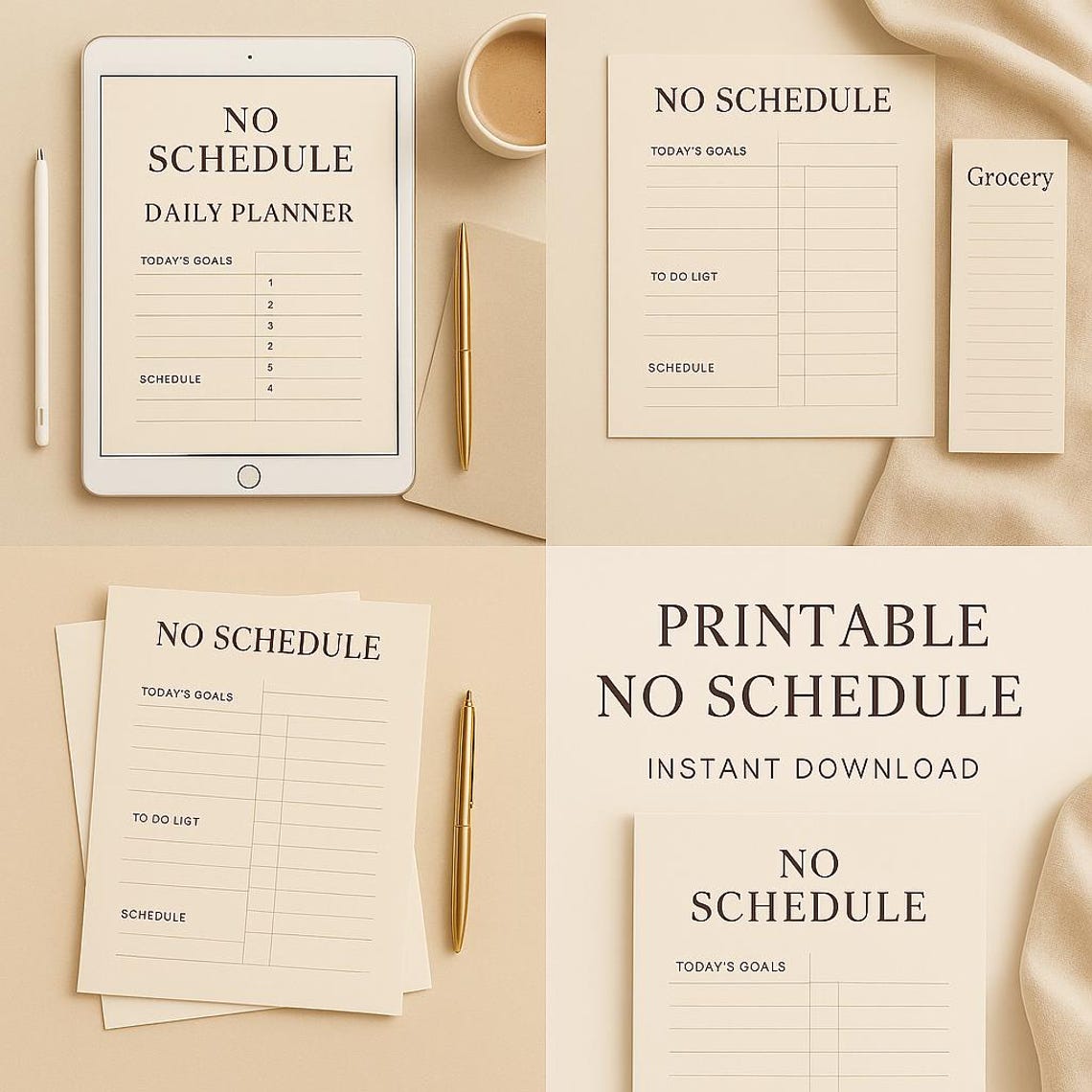 No Schedule Daily Planner | Minimal Printable Planner | Calm ...