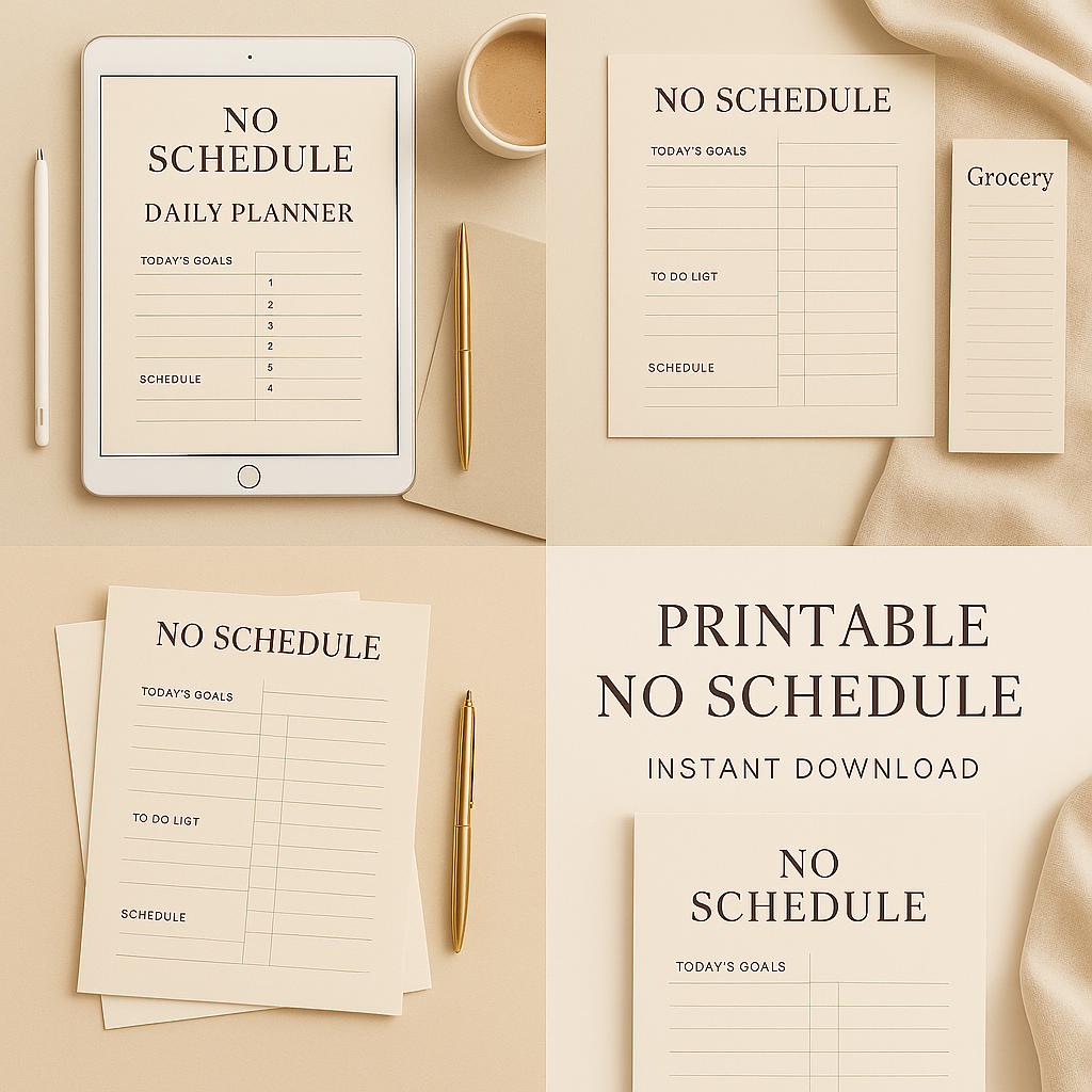 No Schedule Daily Planner | Minimal Printable Planner | Calm ...