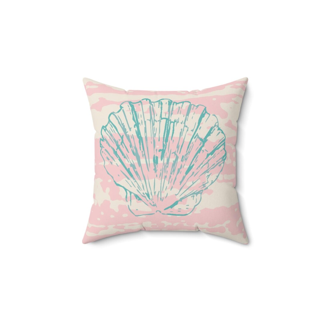 Pink Clam Shell Throw Pillow: Vintage Coastal Cottage Decor - Etsy