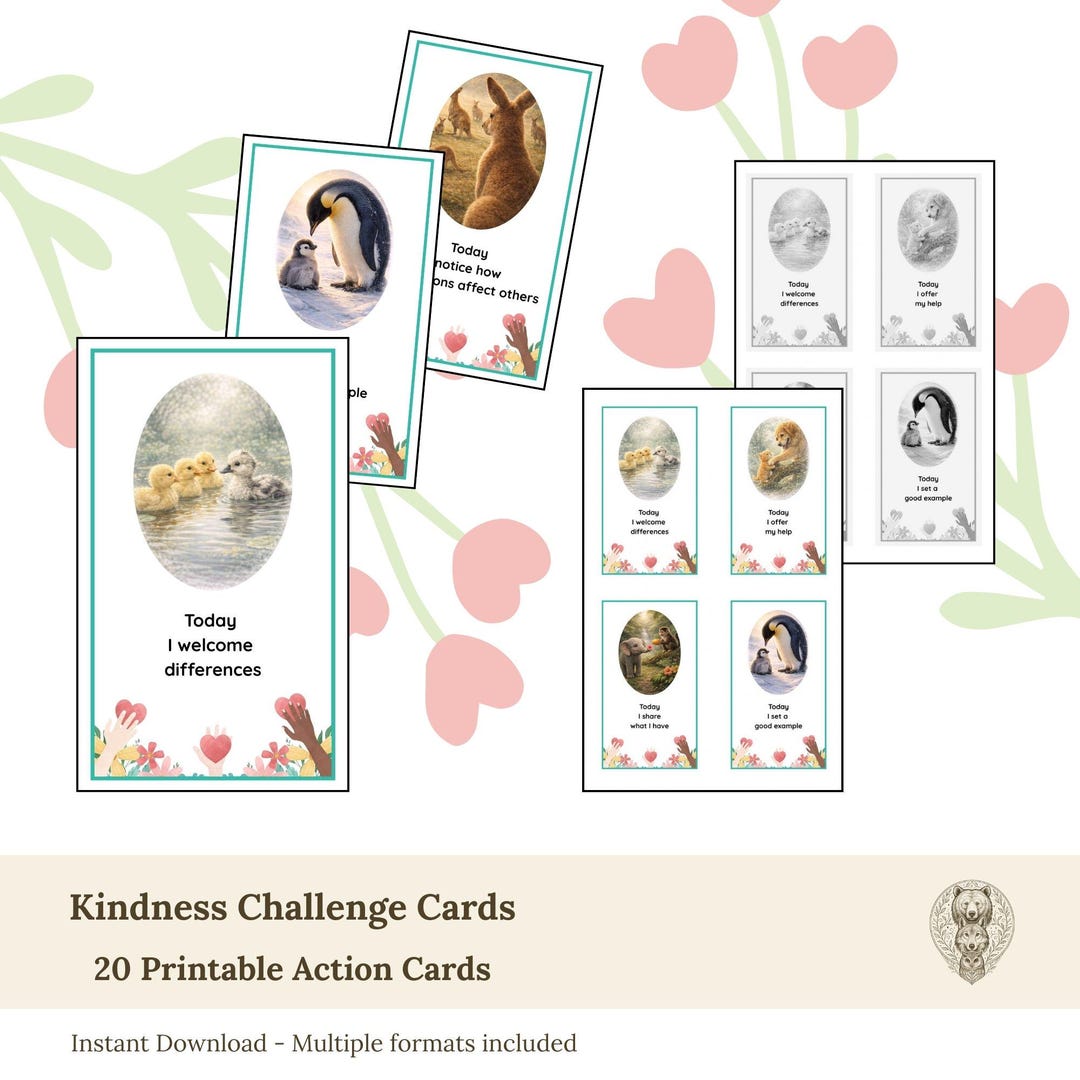 Kindness Challenge Cards for Kids – 20 Printable Action Cards for ...