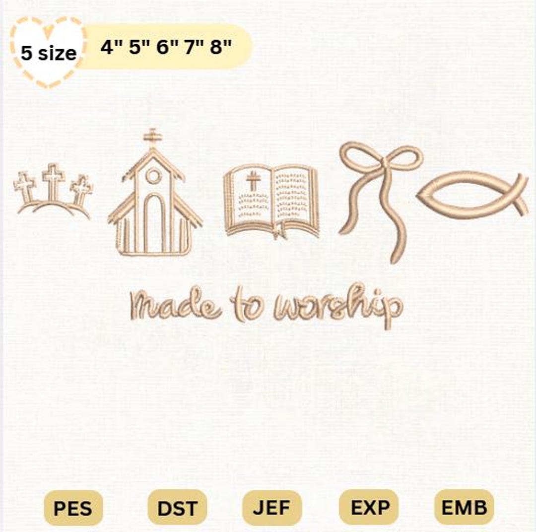 Made to Worship Embroidery Design, Christian Coquette Icon Digital File ...