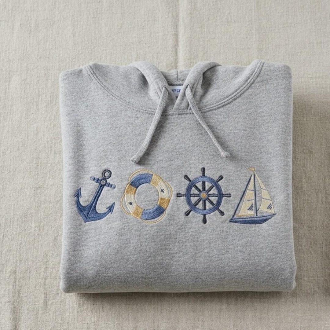 Ship Anchor and Sailor Embroidery Design, Nautical Maritime Digital ...