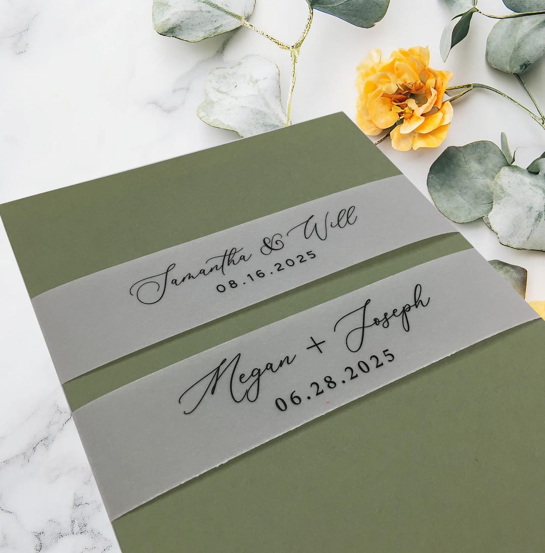 Wedding Invitation Belly Band, Vellum Belly Bands, Custom Belly Band ...