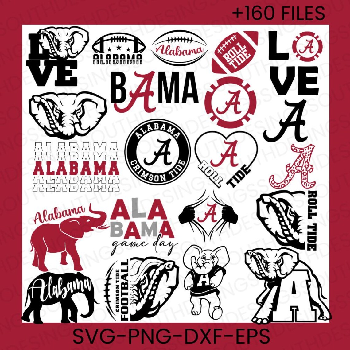 Alabama Crimson Tide SVG Bundle: Football Designs (digital Download) - Etsy