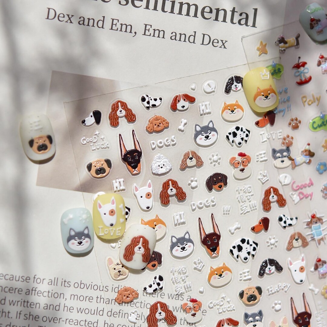 Cute Doggies Nail Stickers Nail Decals, Dogs Nail Art, Pet Nail Designs ...