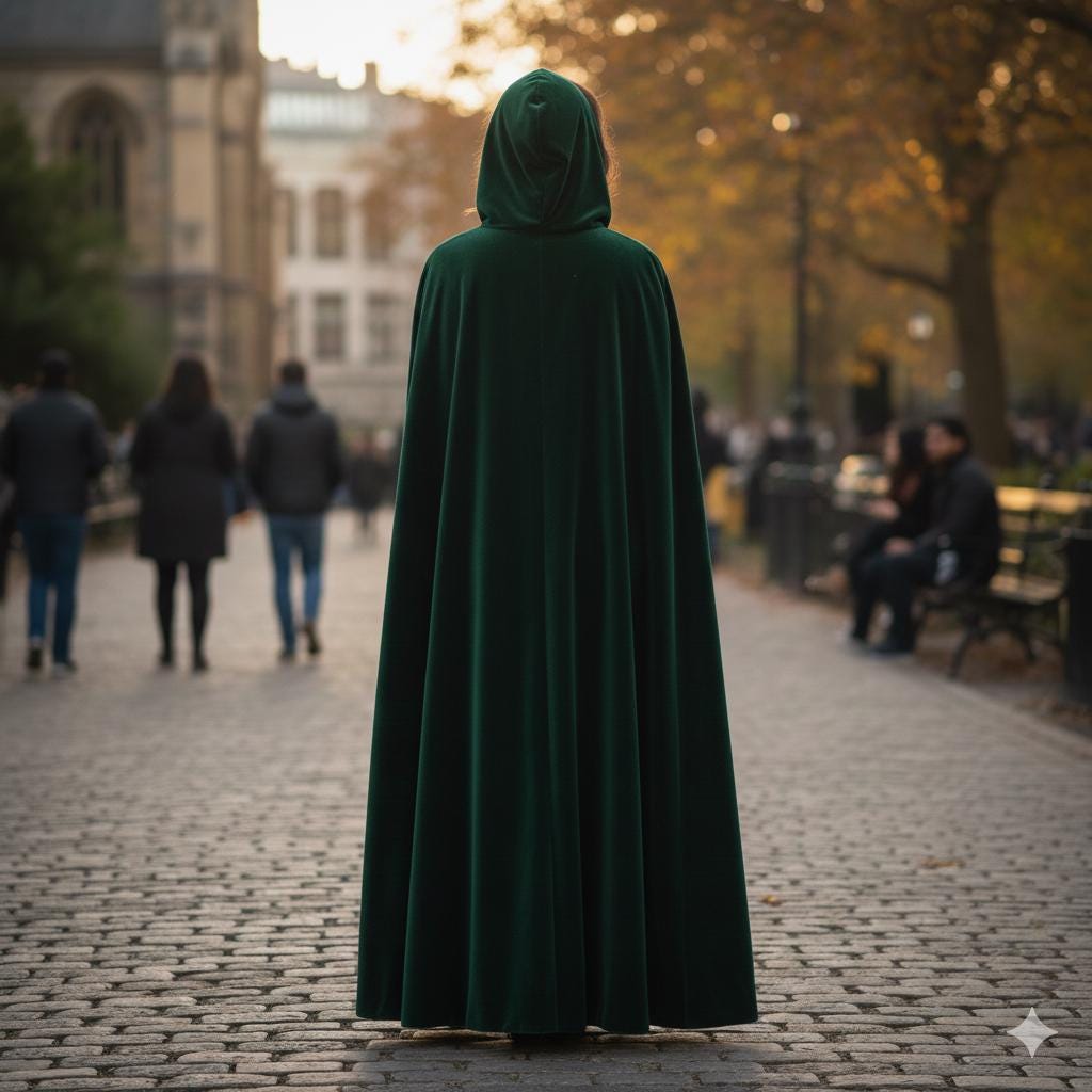 Elegant Green Velvet Cape Dress - Stylish Cloak With Hooded Detail for ...