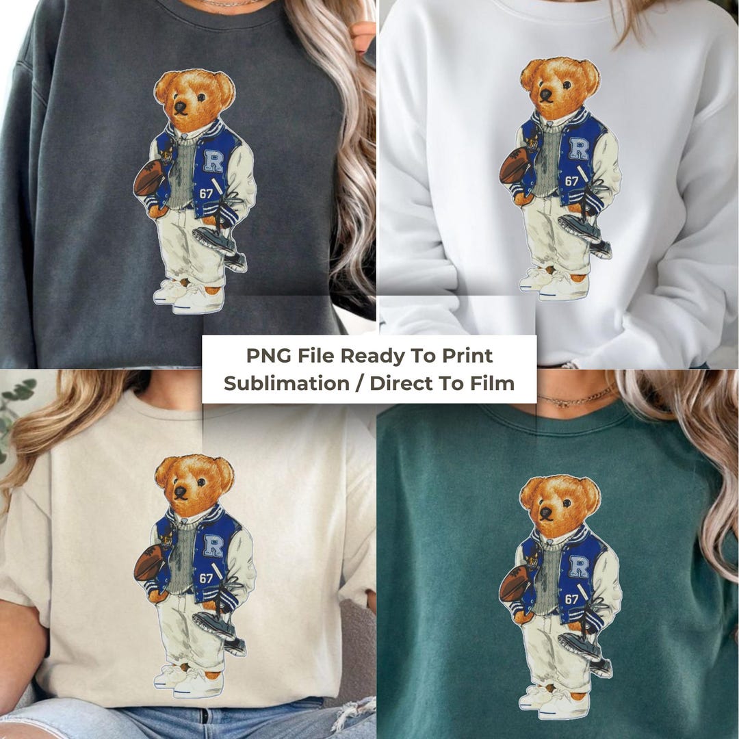 Animated Bear Polo Boy RL 2 Design PNG: Ready to Print Sublimation ...