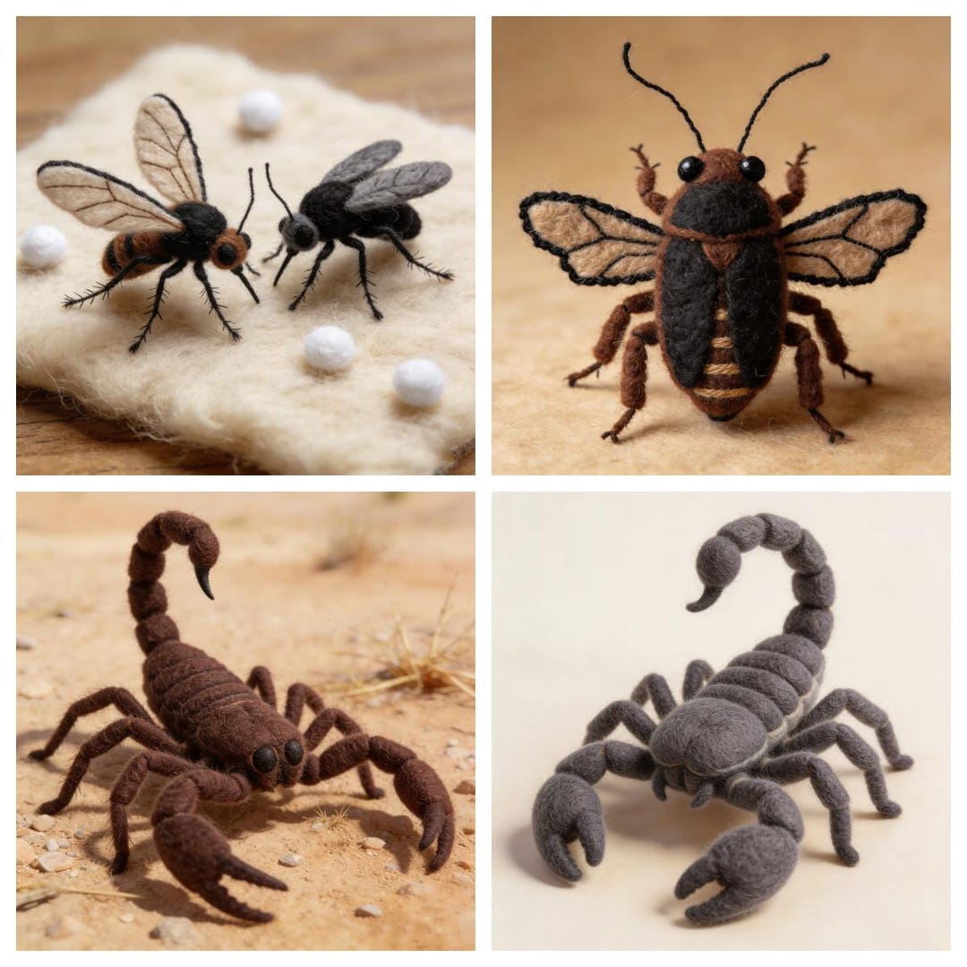 Handmade Felted Wool Animal Figurines Cute Scorpions Personalized ...