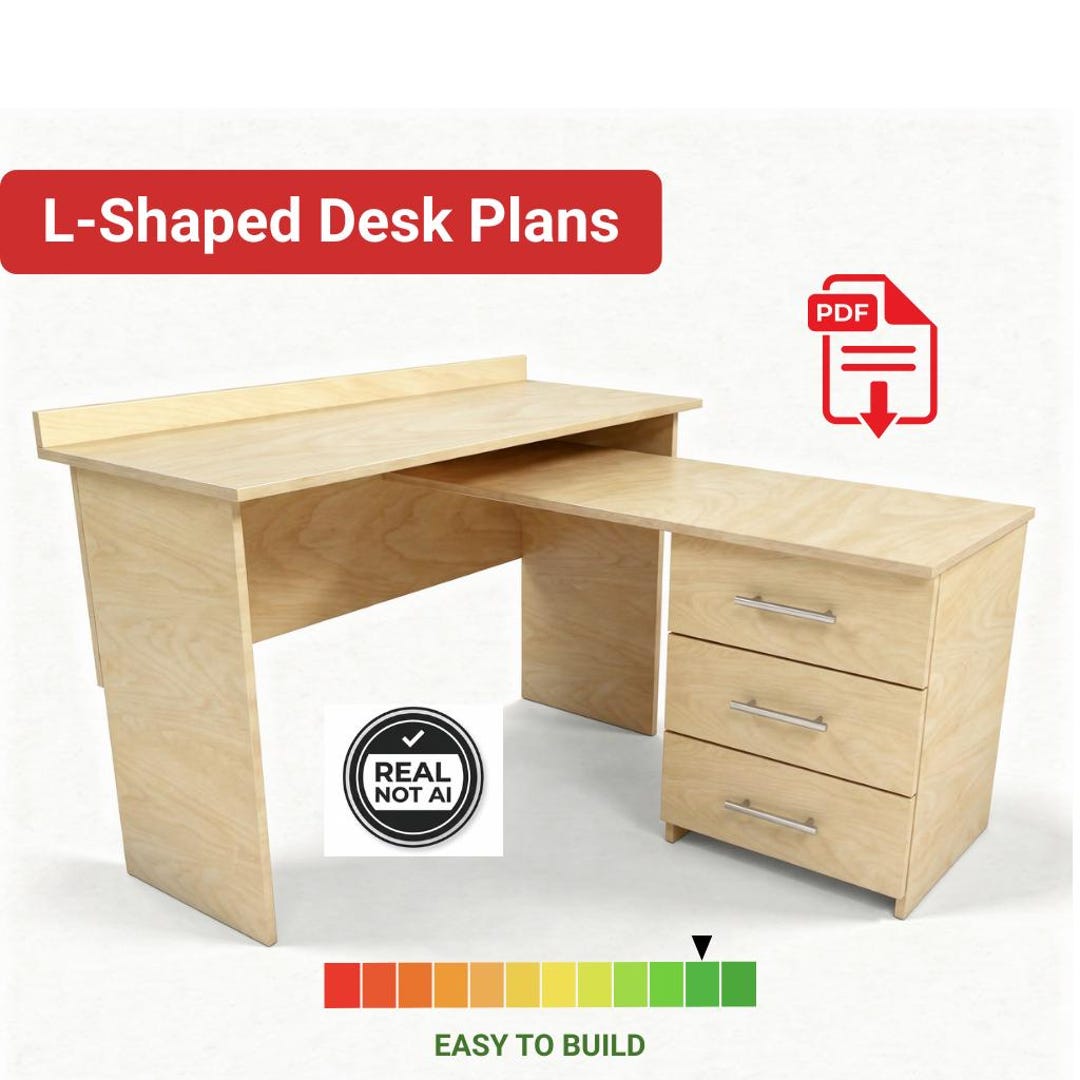 Real DIY L-shaped Desk Plans (not AI) | 3 Large A3 Drawers for Study ...