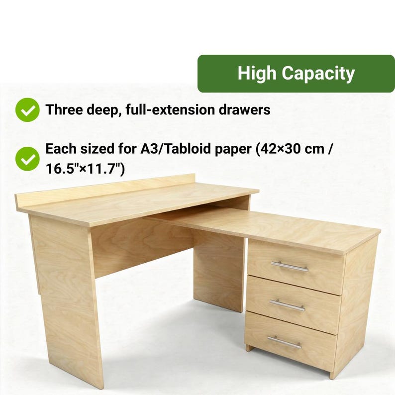 Real DIY L-shaped Desk Plans (not AI) | 3 Large A3 Drawers for Study ...