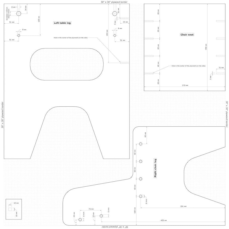 Planos de escritorios y sillas para niños (PDF) / Madera contrachapada ...