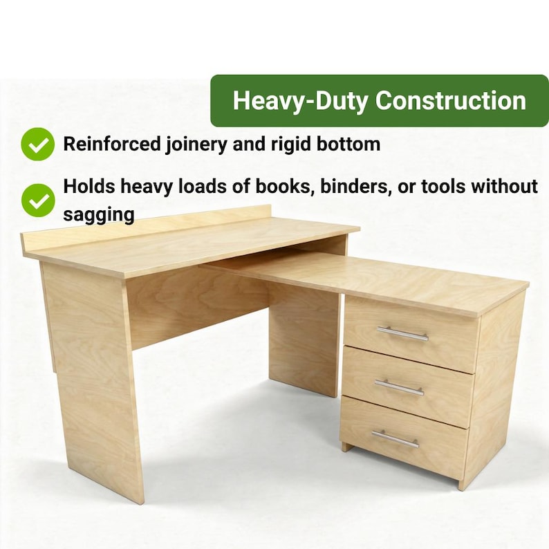 Real DIY L-shaped Desk Plans (not AI) | 3 Large A3 Drawers for Study ...