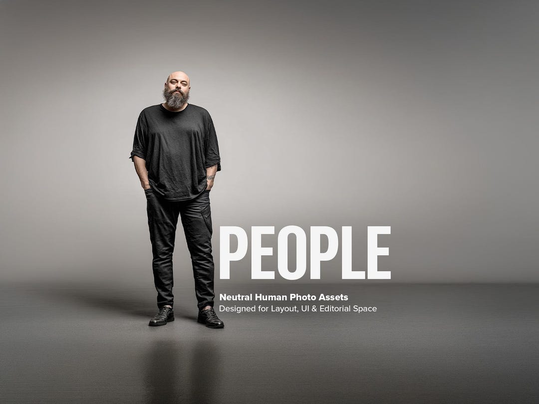 Neutral Human Photo Assets – Space-first Studio Poses for Layout, UI ...
