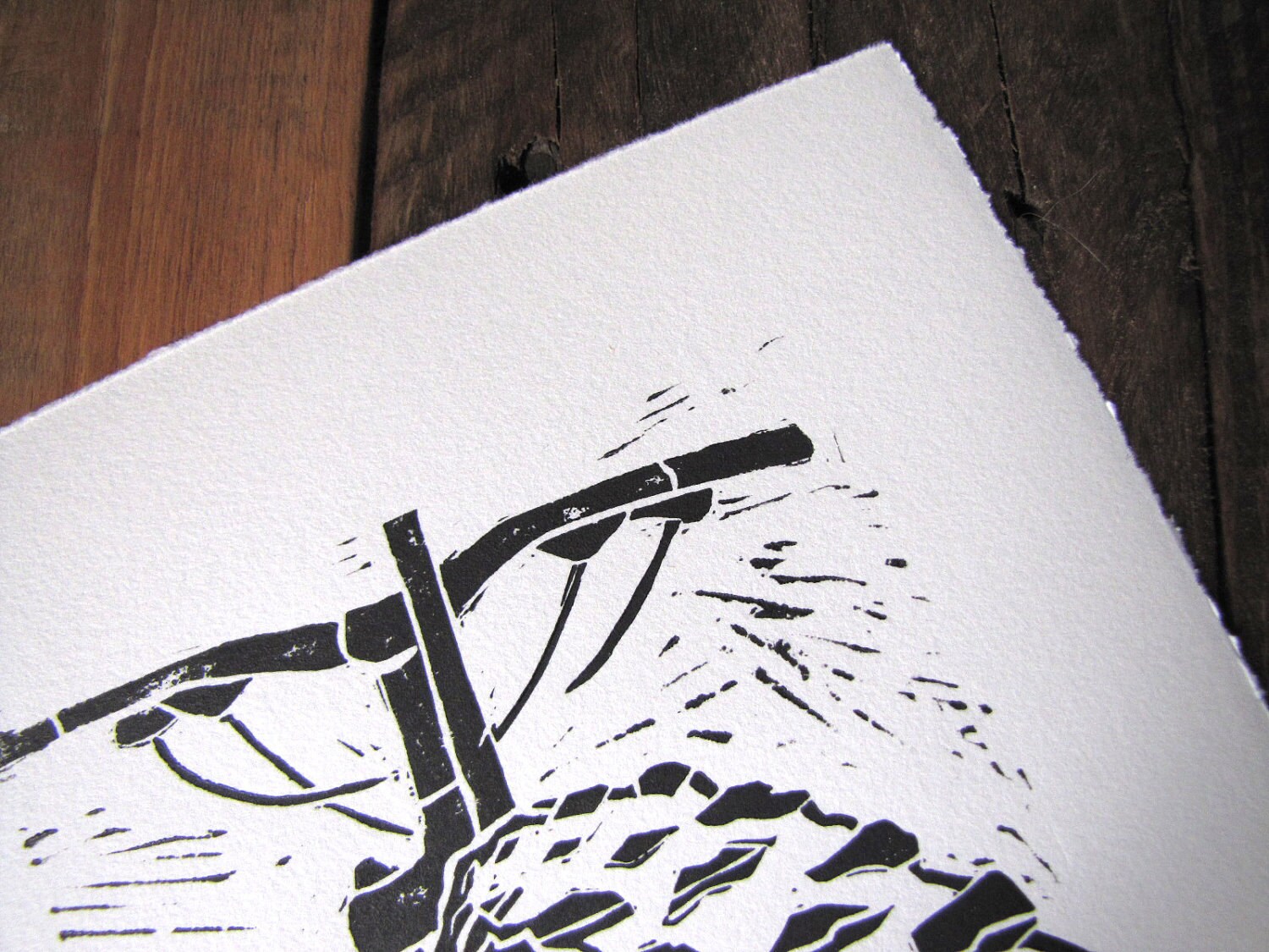 Mountain Bike Art - Black Linocut Relief Print - Etsy