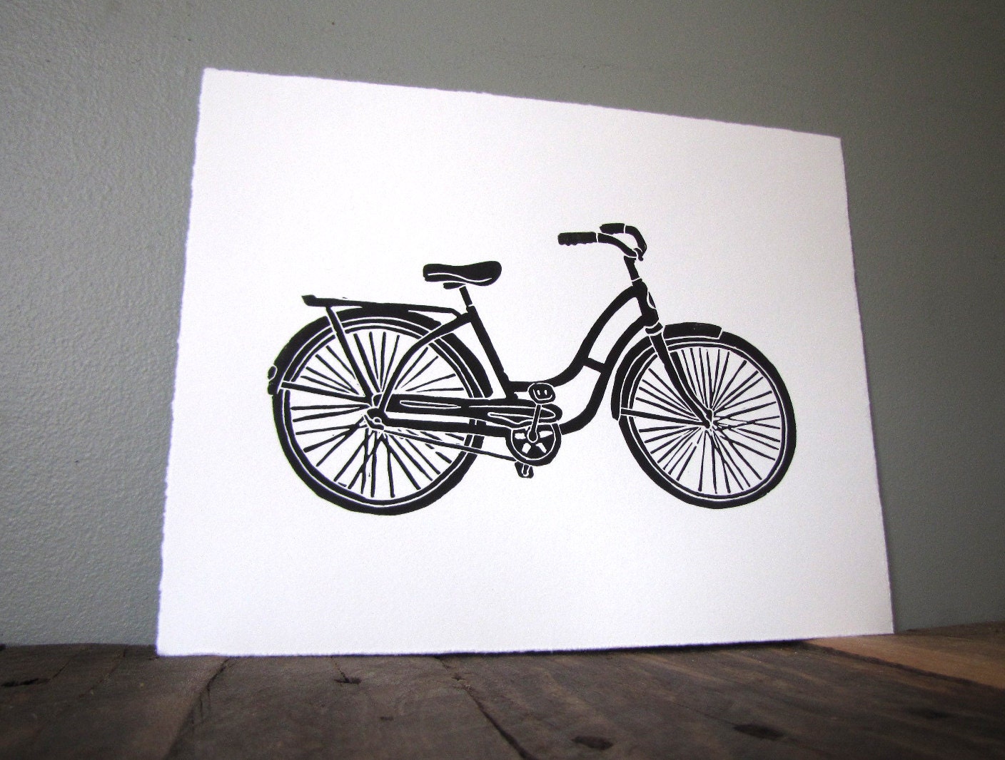 Bike Print Vintage Bicycle Bike Linocut Printmaking Relief - Etsy