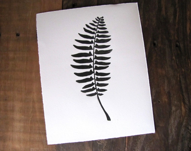 Forest Fern Linocut Block Botanical Print - Etsy