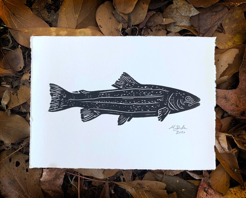 Trout Fish Print - Handmade Block Print - Etsy