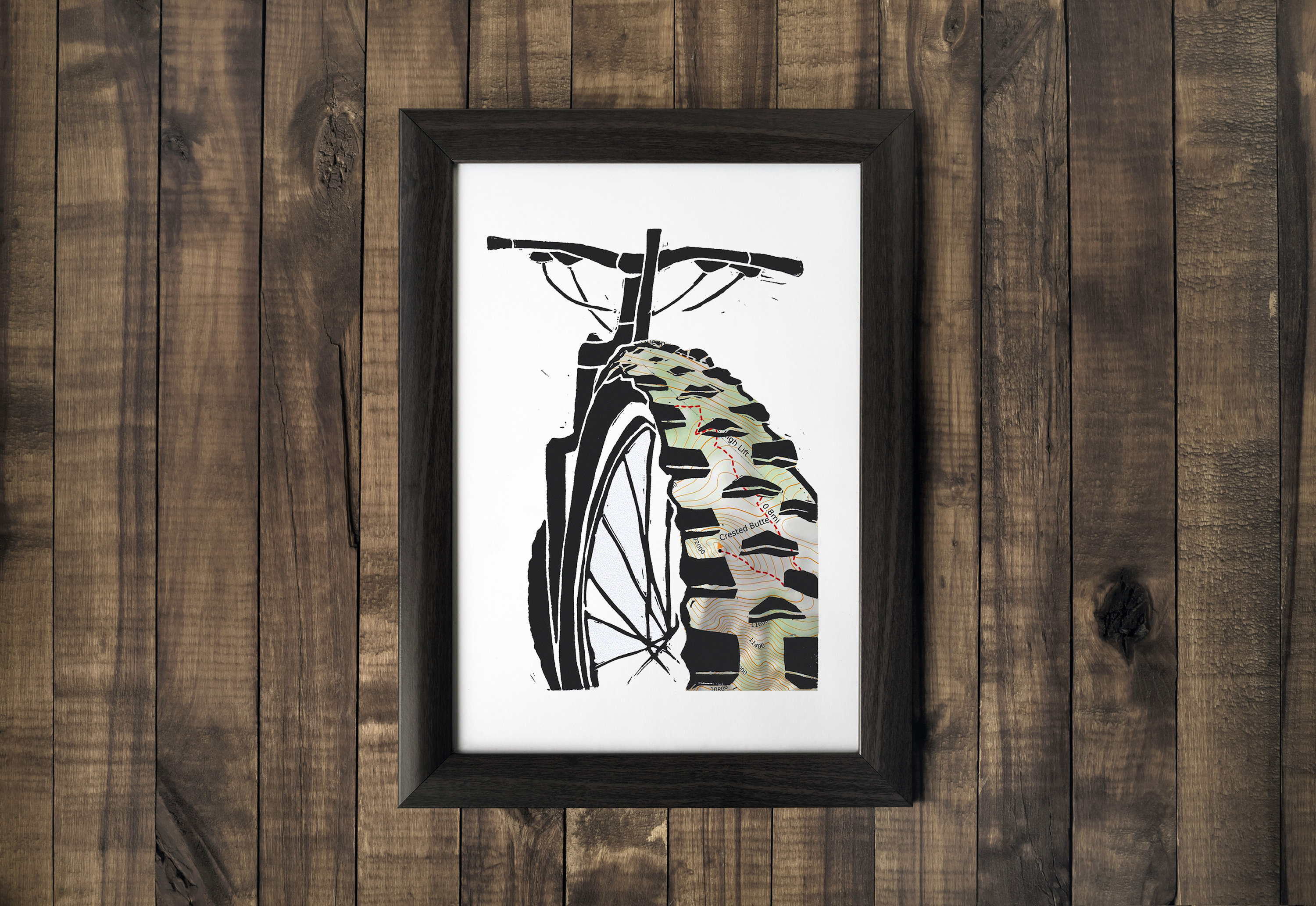 Mountain Bike Custom Topographic Art Print - Etsy