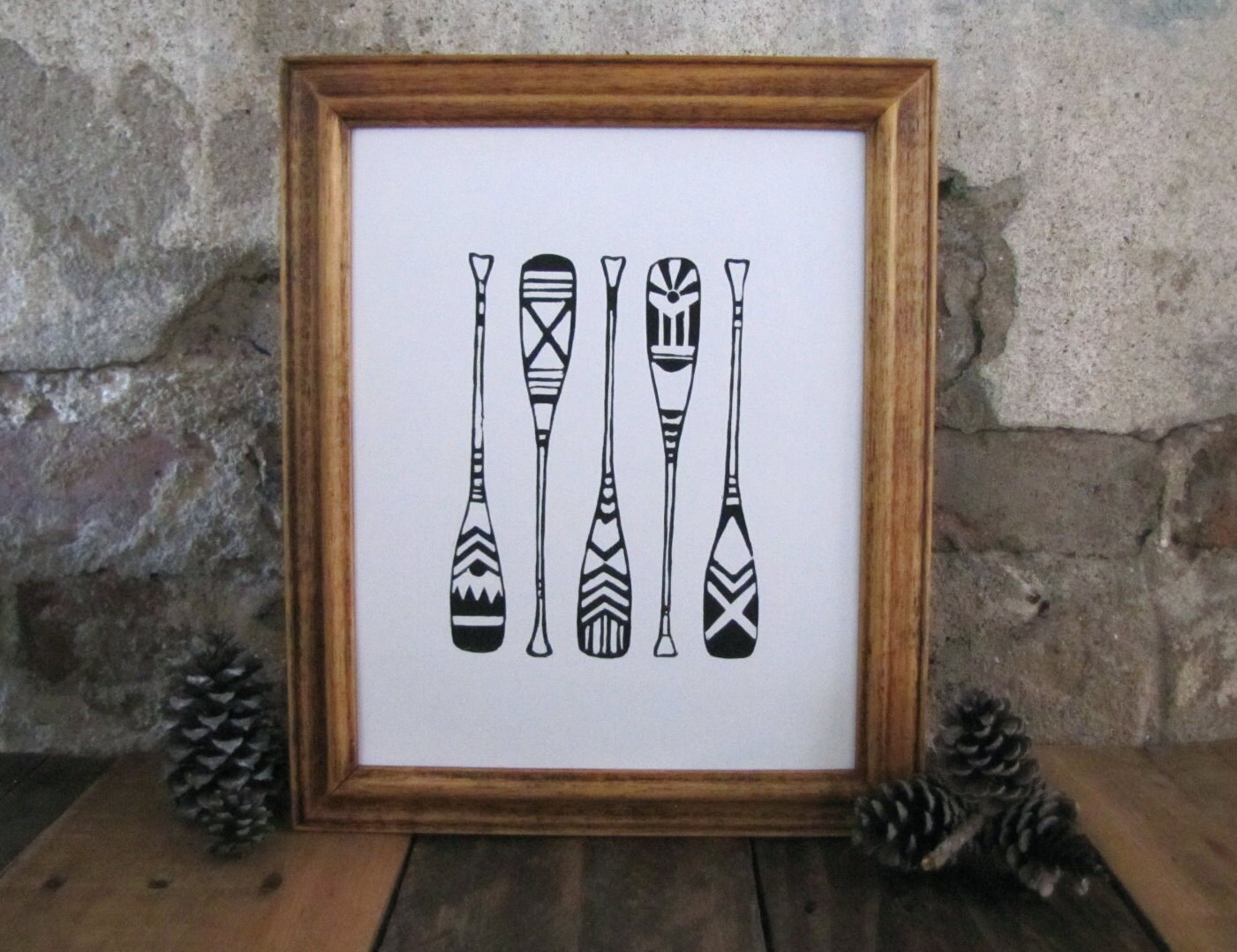 Canoe Paddles Print - Linocut Wall Art Outdoors Nature - Etsy