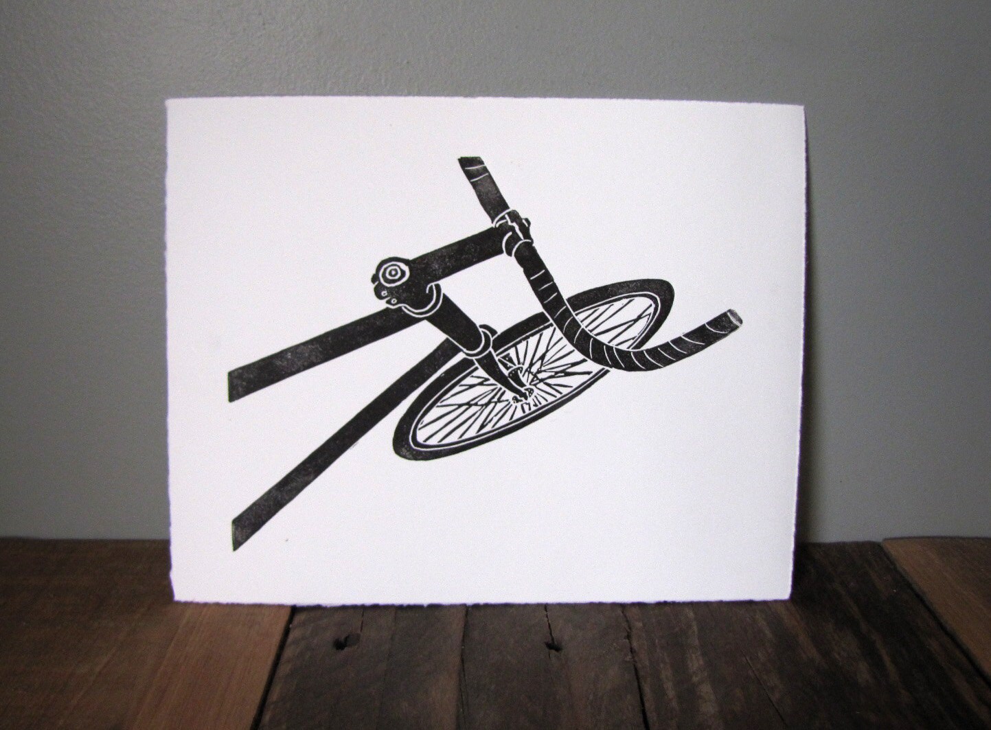 Fixie Bike Art Linocut Relief Print - Printmaking Bicycle Commuter ...