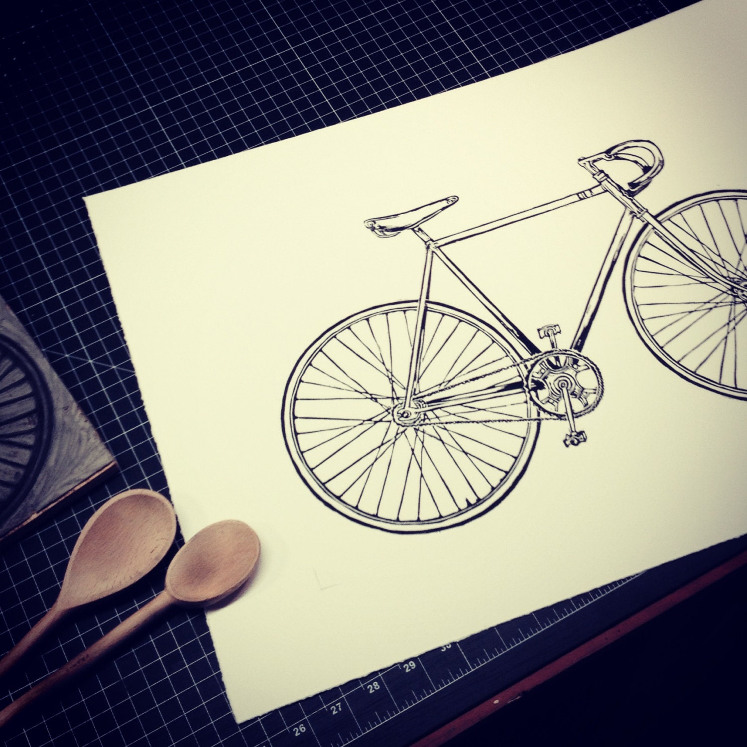 Bicycle Art Print - Black Road Bike Wall Art - Etsy