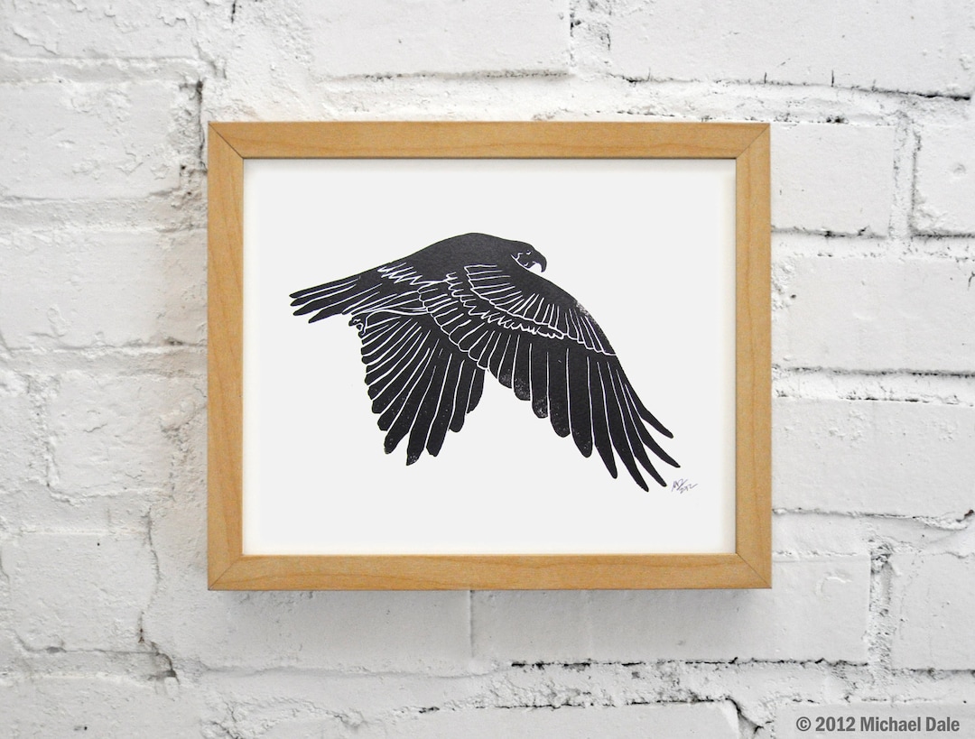 Hawk Linocut Print - Falconry Bird Red Tailed Hawk - Etsy