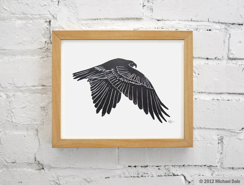Hawk Linocut Print - Falconry Bird Red Tailed Hawk - Etsy